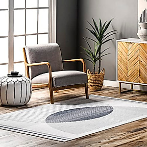 nuLOOM Camila Machine Washable Lunar Eclipse Ultra Thin Area Rug, 4' x 6', Grey
