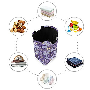 Kigai Purple Roses Laundry Basket Foldable Large Laundry Hamper Bucket with Handles Collapsible Nursery Storage Bin for Kids Clothes Toy
