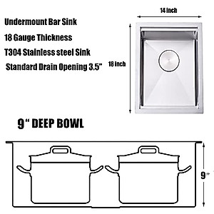 18 Inch Stainless Steel Bar Sink Undemount-VAPSINT 18x14 inch Workstation Ledge Single Bowl Small Kitchen Sink,Wet Bar Prep RV Sink Basin with Accessories