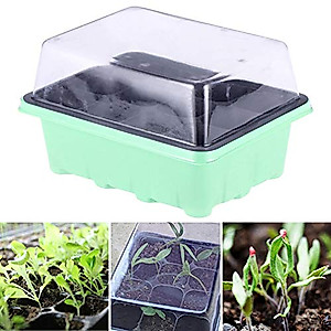 TOPBATHY Seed Starter Kit 12 Cells Seedling Trays Gardening Germination Tray Plant Grow Kit with Humidity Dome for Gardening Propagation Bonsai Germination (5pcs,Green)