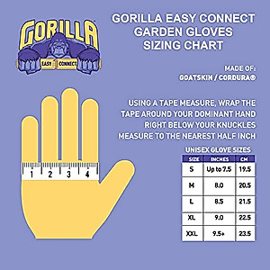 GORILLA EASY CONNECT Gardening Gloves Lightweight Tough Heavy Duty Long Sleeve Leather Pruning Gloves with Adjustable Strap - Yellow