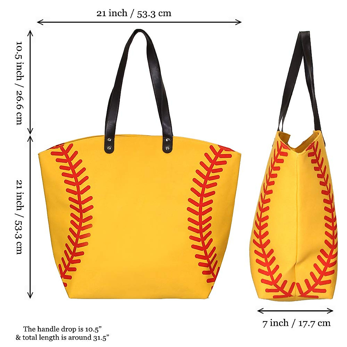 Birsppy Me Plus Sports Baseball-Softball Design Tote Hand Bags/Fashion Shoulder Bags/X-Large 21 IN. (Softball)
