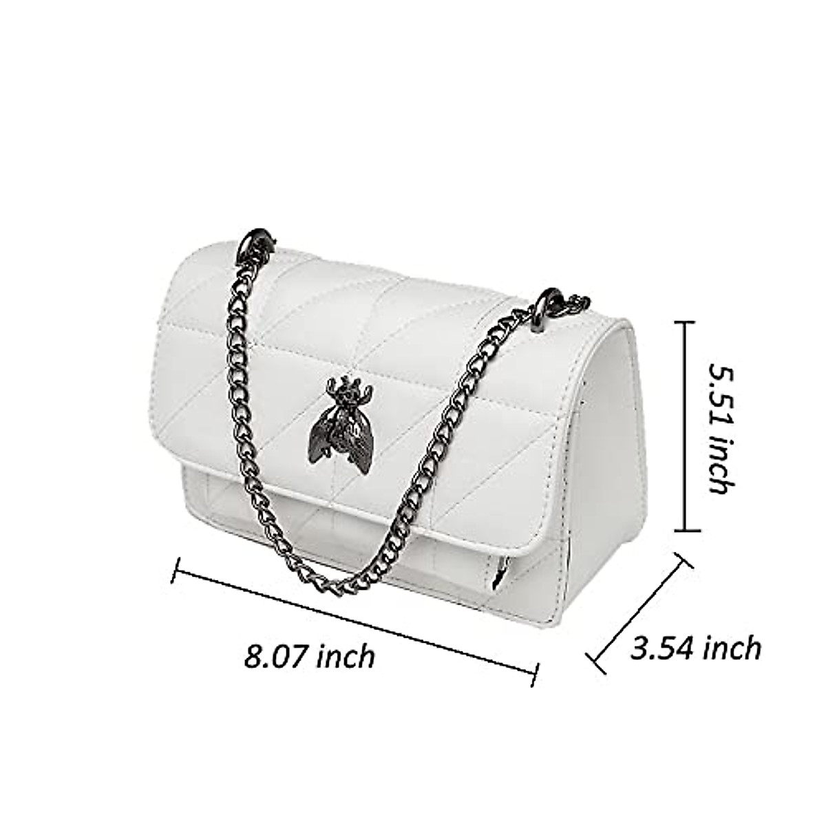 Beatfull Small Quilted Crossbody Bags for Women Stylish Bee Purses and Handbags with Double Chain Design