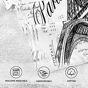 MAOBLYR Paris Eiffel Tower Set of 2 Fingertip Towel Larger Pure Cotton Soft Highly Absorbent Hand Towels for Bathroom Spa Home (16 x 28 Inches)