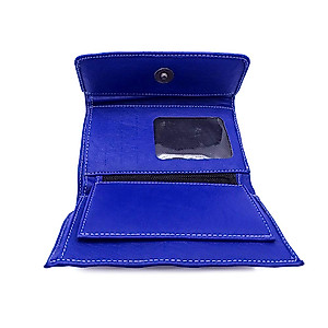 Mia Jewel Shop Multicolored Tribal Striped Print Leather Trifold Wallet ID Window Card Slots - Womens Fashion Handmade Bags Boho Travel Accessories (Blue)