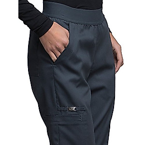 Cherokee Luxe Women Scrubs Pant Natural Rise Tapered Leg CK040, M, Pewter