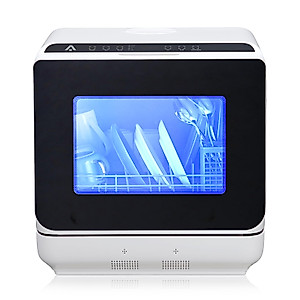 Agrestem Portable Dishwasher,Countertop Dishwasher with Water Tank, Dual Sprays,5 Programs,149℉ High Temp & Air Dry, Mini Dishwasher for RVs & Apartments