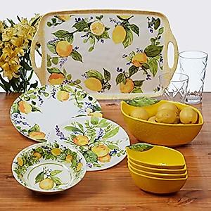 Certified International Lemon Zest Melamine 11" Dinner Plates, Set of 6, Multicolor