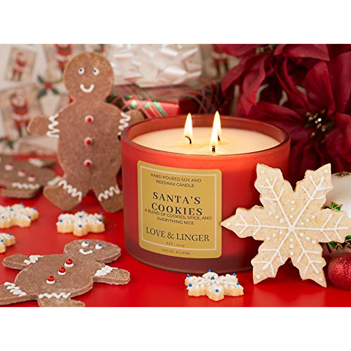 Holiday Candles | Christmas Scented Candles | Luxury Soy & Beeswax Candles for Home | 16 oz. Large Jar Candle | Gingerbread Christmas Cookie Candle | Christmas Candles
