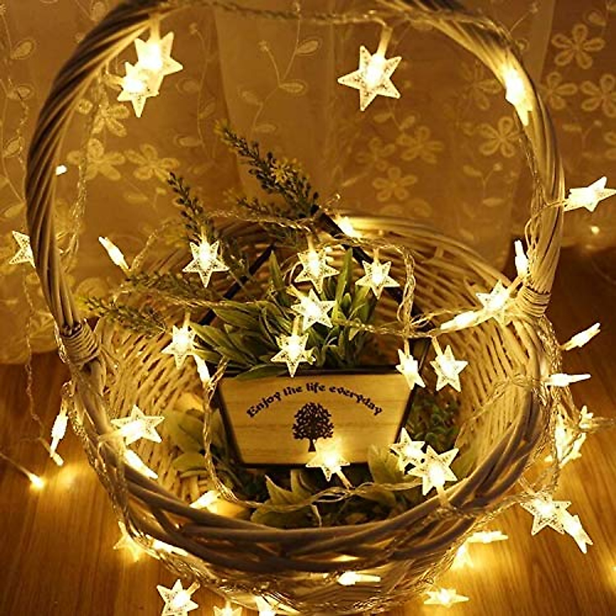 SRK Star String Lights, 100 LED 33 Ft 8 Modes, Plug in Fairy Twinkle Lights Waterproof for Outdoor, Indoor, Wedding Party, Christmas Tree, New Year, Garden Decoration, Bedroom (Warm White)