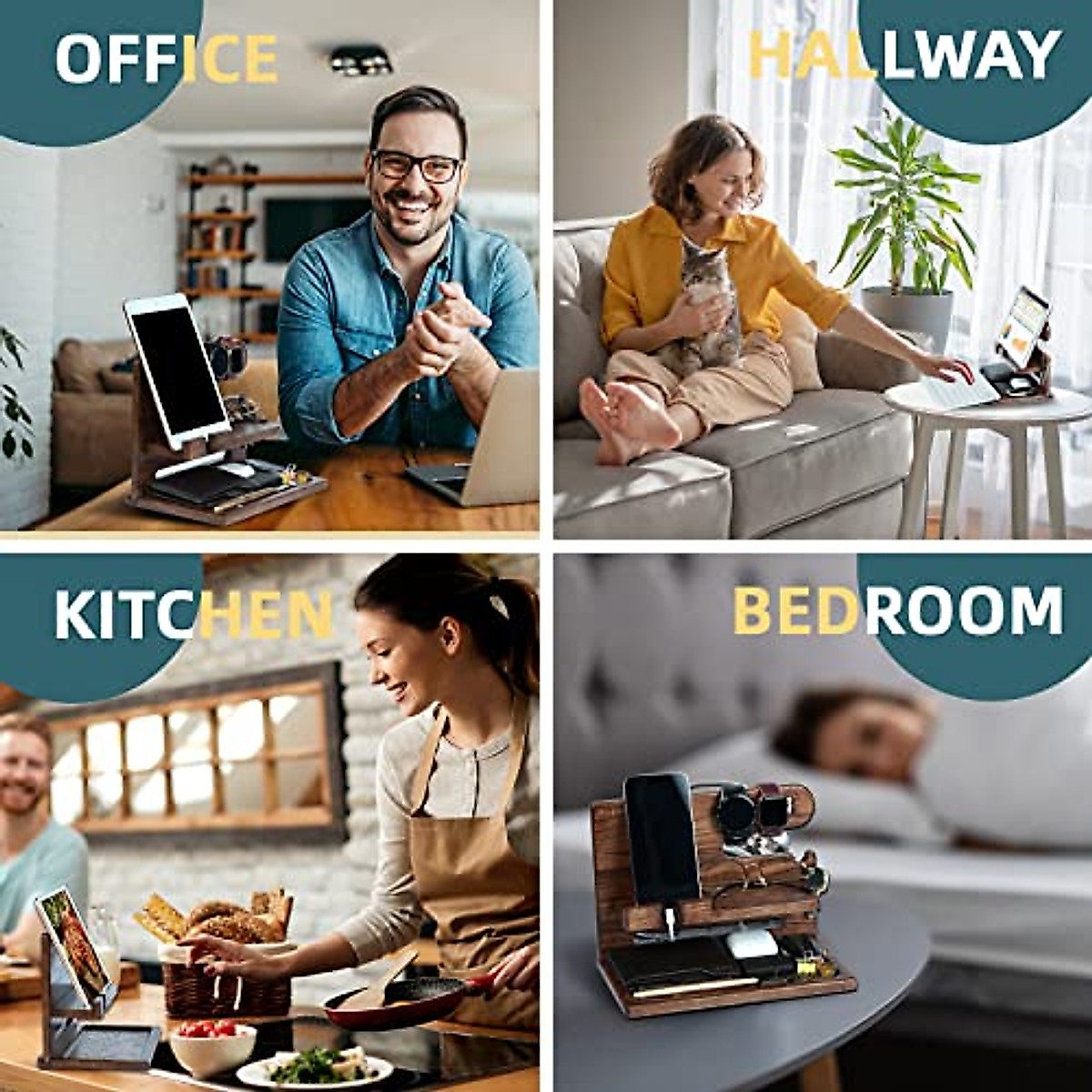 ZAPUVO Gifts for Men, Gifts for Dad Husband Fathers Day from Daughter Son Kids Wife, Ash Wood Phone Docking Station Nightstand Organizer, Birthday Gifts Ideas Boyfriend Anniversary Graduation for Him