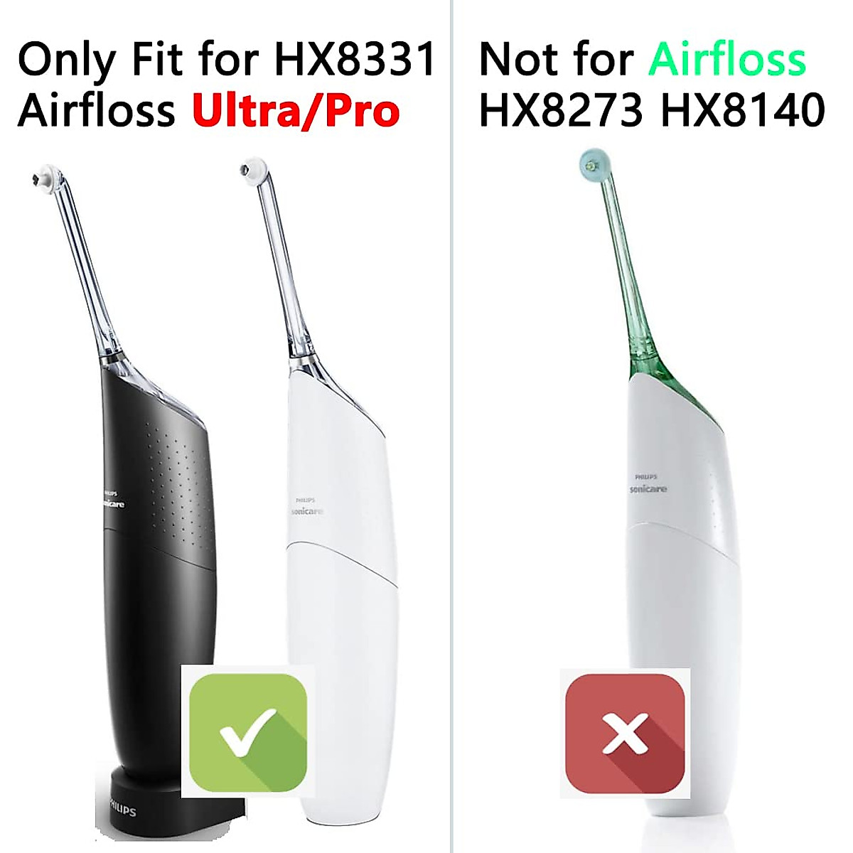 HX8032 AirFloss Replacement Nozzles Compatible with Philips Sonicare AirFloss Ultra HX8331/HX8332/HX8340/HX8341/HX8381/HX8401,Generic SonicCare AirFloss Replacement Heads(3 Count)