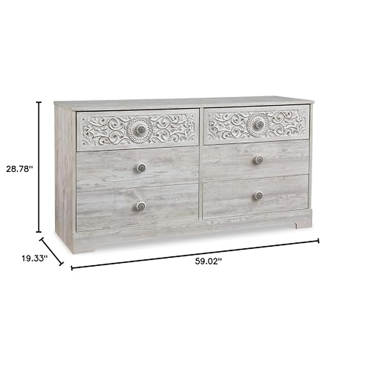 Signature Design by Ashley Paxberry Bohemian 6 Drawer Dresser with Carved Medallion Pattern, White