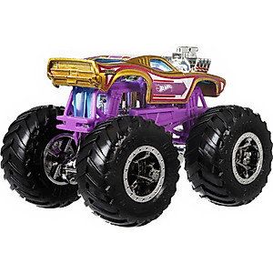 Hot Wheels Monster Trucks 4-Pack, 1:64 Scale Set of 4 Toy Vehicles with Giant Wheels for Kids & Collectors (Styles May Vary)