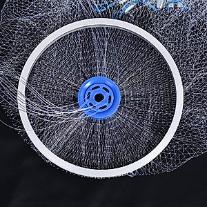 OTOEZ Fishing Cast Nets 3Ft-8Ft Radius Saltwater Fishing Net for Saltwater Freshwater Bait Shrimp Trap Fish Throw Net Nylon/Tire Line 0.47/0.79 Inch Mesh Heavy Duty Sinker (5FT, Nylon Line with Ring)