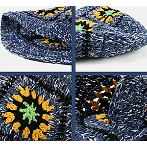 Floral Crochet Hat for Women Handmade Bucket Hats Foldable Multicolor Bucket Cap Casual Fisherman Caps Crochet Sun Hat 2023