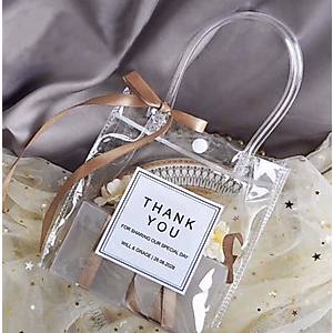 50 Pcs Plastic Gift Bags with Handle Reusable PVC Gift Wrap Tote Bags for Bachelorette Bridesmaid Wedding Birthday Baby Shower Party Favor(5.9X4.9X2.5inches)