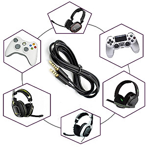 Replacement Astro A10 Cable A40 Cord 3.5mm Upgrade Metal Plug Audio Aux Cables Compatible with Astro A10 A40 A30 A50 Gaming Headset to Xbox One PS4 PC Gaming MixAmp (No Mute and Volume Controls)