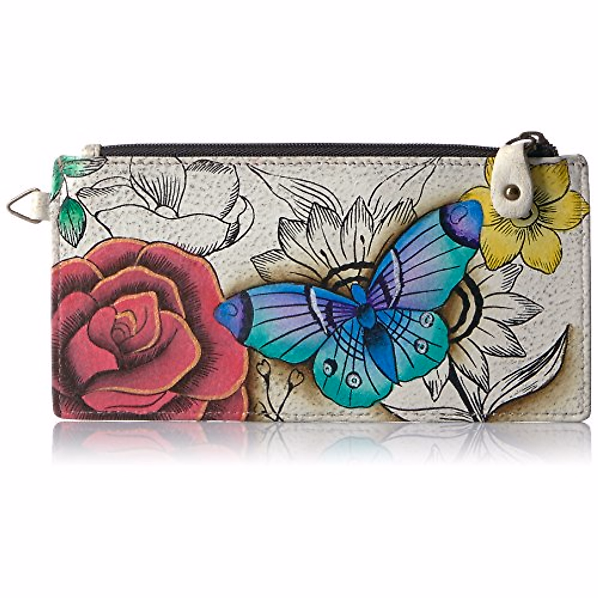 Anna by Anuschka Women's Hand Painted Genuine Leather Organizer Wallet - Floral Paradise