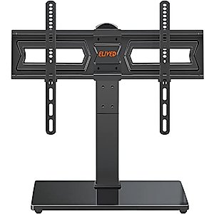 Universal Swivel TV Stand Base, Table Top TV Stand for Most 37-70 inch LCD LED Flat Screen TVs, Height Adjustable TV Mount Stand with Tempered Glass Base, VESA 600x400mm, Holds up to 88 lbs. ELIVED