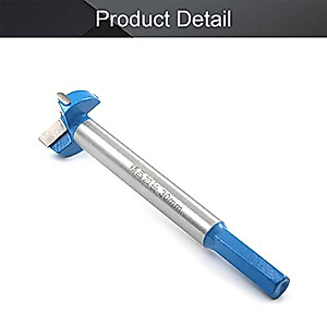 Utoolmart Forstner Drill Bits, 30mm/1.12 Inch Cemented Carbide Wood Cutter Tool, Round Shank Woodworking Hole Saw Cutter, Length: 125mm (Blue)