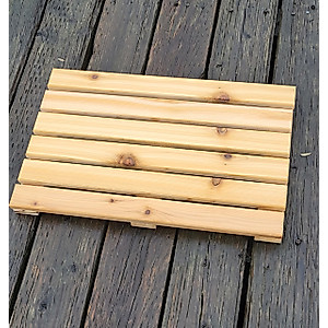 Sauna Fauna 100% Western red Cedar Wooden Bath or Shower mat Cedar Sauna Floor Panel, Also for Patio hot tub or spa, Great for RVing and Outdoor Showers 22.5" x 14"