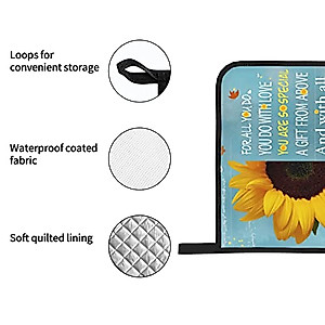 Firiseroh Oven Mitts and Pot Holders 4pcs - Sunflower High Heat Resistant Oven Gloves Potholders Set - Non-Slip Hot Pads for Baking, Cooking, BBQ Grilling