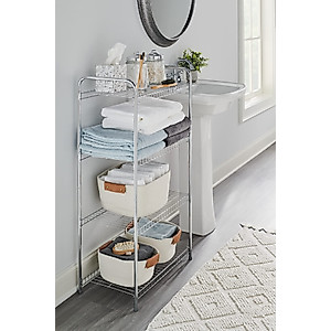 Rubbermaid 4-Tier Heavy Duty Wire Shelf, Satin Nickel, Easy Assemble with Hardware Included, for Food/Laundry/Closet Home Storage Use