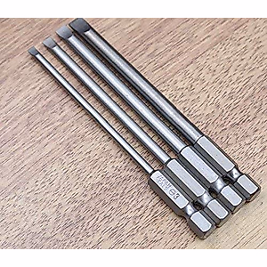 Toolcool 4pcs 100mm 3mm 4mm 5mm 6mm Magnetic Flat Head Slotted Tip Screwdrivers Bits Set 1/4 Inch Hex Shank