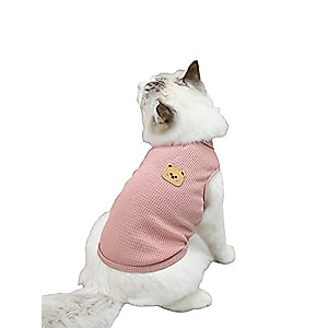 Milumia Pet Cute Outfits for Small Medium Dogs Cats Clothes Bear Patched Dog T Shirts Pink Medium