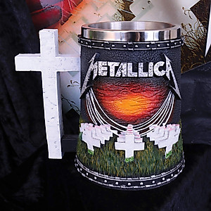 Nemesis Now Metal Band Tankard, Hand-Painted Beer Mug, Removable Stainless Steel Insert, Hard Rock Music Fans Collectible Merch, 16cm - Metallica Master of Puppets