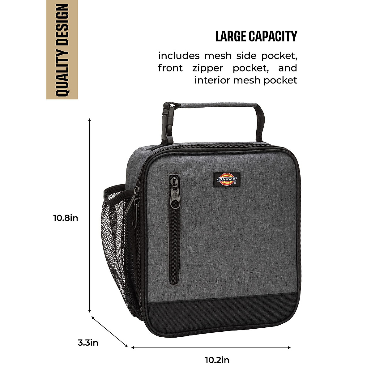 Dickies Basic Insulated Lunch Bag for Work, Thermal Reusable Office Lunch Box for Men, Women (Dark Charcoal)