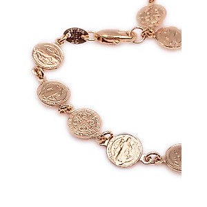 Art & Designs by AA Blessing Religious Bracelet Saint Benedict Gold Metal Charms Protection Jewelry
