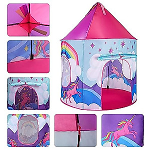 Kids Play Tent Children Pop Up Tent Portable Foldable Playhouse Pink Unicorn Indoor Outdoor Game Party Birthday Gifts for Boys Girls