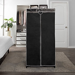 Simplify, Organizer, for Clothes and Accessories, Heavy Duty, Hanging Rod, Easy to Assemble in Black 36" Wide Portable Closet, 63"x36"19"