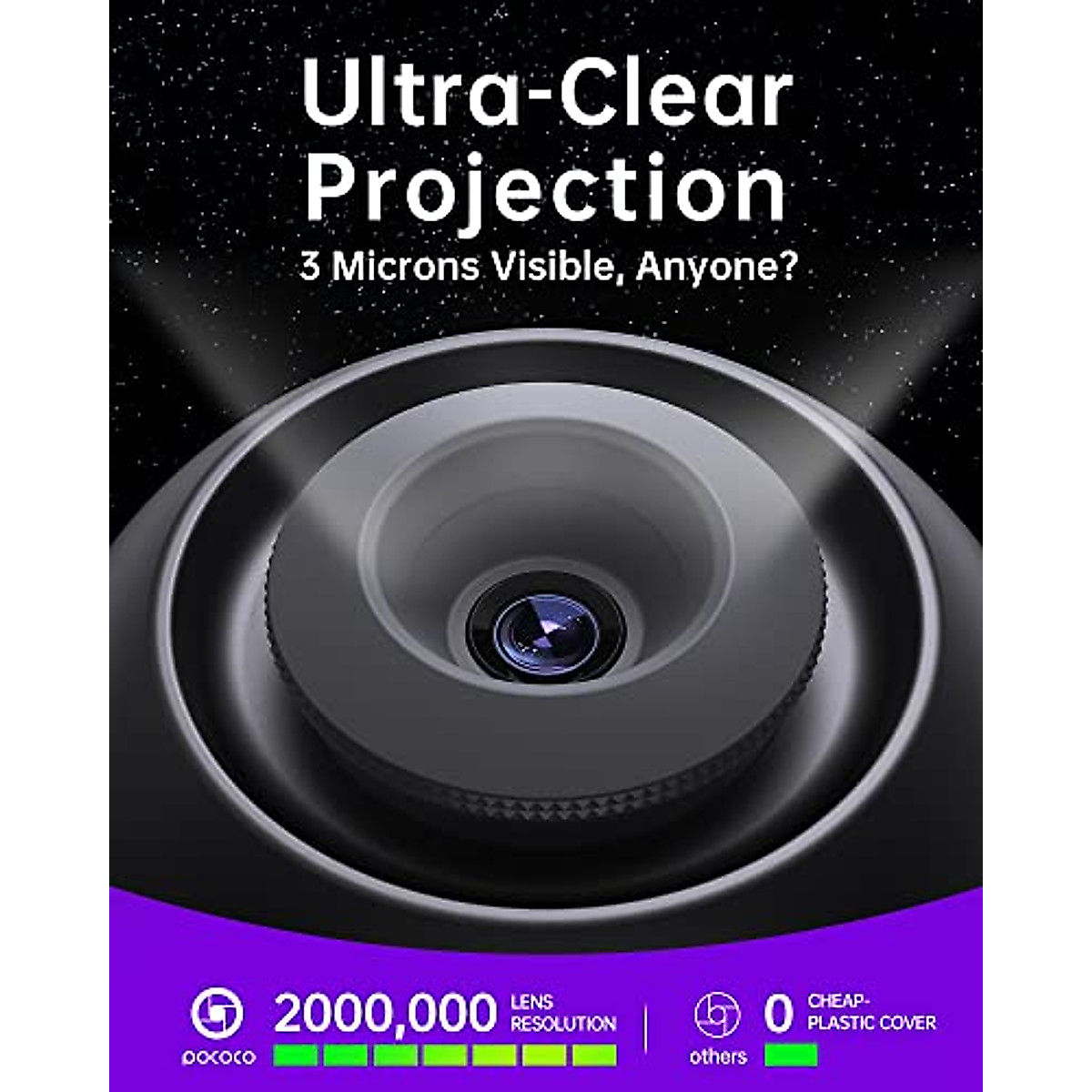 POCOCO Galaxy Projector, Gaming Desk Accessories for PC Setup, Real Planetarium Star Projector with Rechargeable Battery, Birthday Gift Ideas for Men Women Kids, Night Lights for Stress Relief (Black)