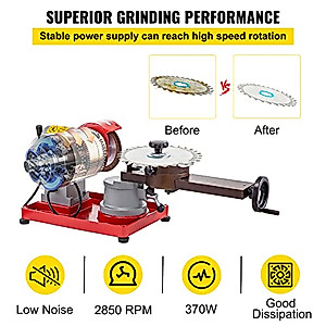 Mophorn Circular Saw Blade Sharpener 5" Grinding Wheel Size, Rotary Angle Mill Grinding Machine 370W, Saw Blade Sharpener Machine for Carbide Tipped Saw Blades