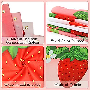 Strawberry 1st Birthday Backdrop for Girls, Our Berry Sweet is Turning Baby Girls First Birthday Background, 42.9 x 70.2 inches Photography Props Summer Fruits Kids Party Decorations