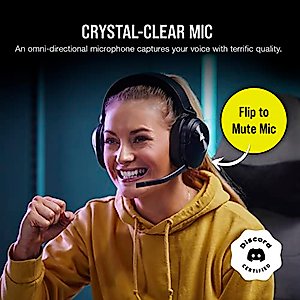 Corsair HS55 Wireless CORE Gaming Headset - Low-Latency 2.4Ghz, Up to 50ft Bluetooth Range, Lightweight Construction, Tempest 3D AudioTech Support on PS5, Omni-Directional Microphone - Black