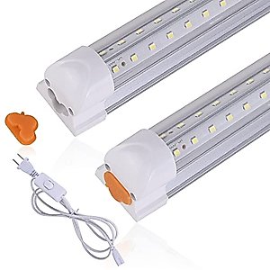 PARNOARCK Led Shop Light, Led Garage Light,2FT 20W T8 6000K Daylight 2600LM Linkable Clear Cover Integrated V-Shape,for Shop Warehouse Workbench Home Under Cabinet