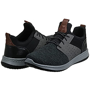 Skechers Men's Classic Fit-Delson-Camden Sneaker, Black/Grey, 11.5 Wide US