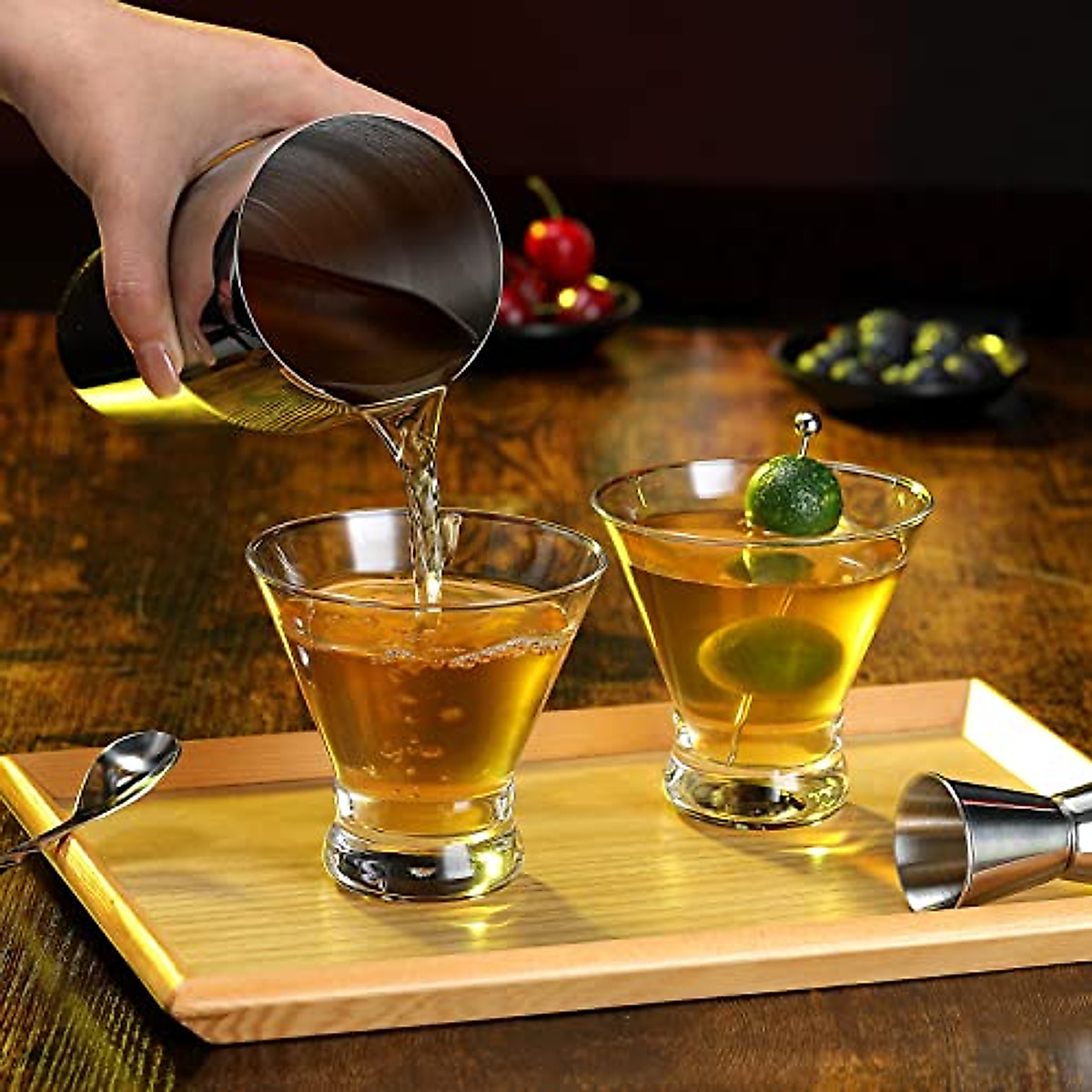 VENVENWEAVS Martini Glasses Set of 6, Hand-blown Crystal Cocktail Glasses for Espresso Martini,Cosmopolitan,Manhattan,Gimlet,Home Bar,Cocktail Party,Stemless Martini Glassware Gift Set