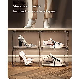 Sscp Shoe Storage Box Fit Size 11, Clear Plastic Stackable Shoe Organizer for Closet, Space Saving Foldable Shoe Rack Sneaker Container Bin Holder, (1pack)