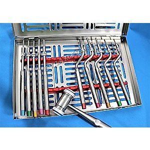 New Premium German Grade Sinus Lift Osteotomes Kit Straight Off Set Concave Mead Mallet Cassette Dental-A