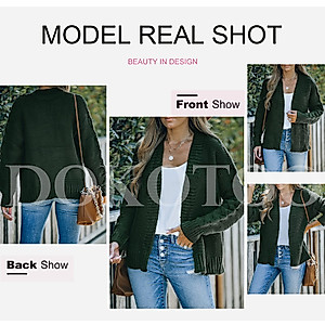 Dokotoo Womens Sweater Cardigans Fashion Ladies Winter Warm Cozy Open Front Pockets Long Sleeve Chunky Warm Cable Knit Cardigan Sweater Pullover Outwear Coat Green XL