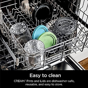 EVANEM 2/4/6PCS Creami Pints and Lids, for Ninja Kitchen Creami,16 OZ Ice Cream Containers Reusable,Leaf-Proof for NC301 NC300 NC299AM Series Ice Cream Maker,Pink-2PCS