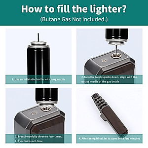 JOBON Butane Torch Lighter, Refillable Blow Jet Solar Flamethrower Best Torches, for Baking Cooking BBQ Kitchen Camping Creme Brûlée - No Gas Included (Old Gray Lacquer with Brown)