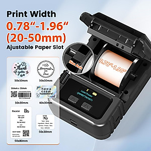 Phomemo M120 Label Maker- Barcode Printer Bluetooth Thermal Label Maker Machine 2 Inch 50mm Barcode Label Printer for Retail, QR Code, Small Business, Compatible with Android, iOS & PC, Black