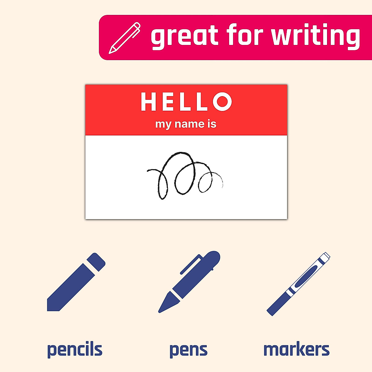 250 Pack Hello My Name Stickers - Vibrant Name Tags