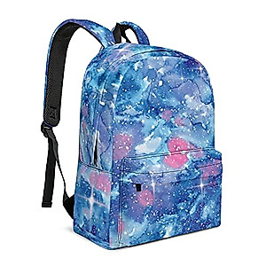 Blue Galaxy Backpack, Lightweight Galaxy Bookbag, Outdoor Work Travel Laptop Shoulder Bag, Durable Daypack for Boys Girls Teens Women (Galaxy)
